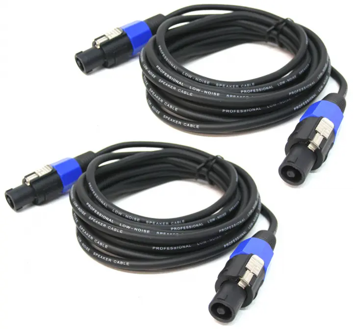 (2) DJ Pro Audio 15 Foot Speakon Male to Male Passive PA Speaker Cable ...