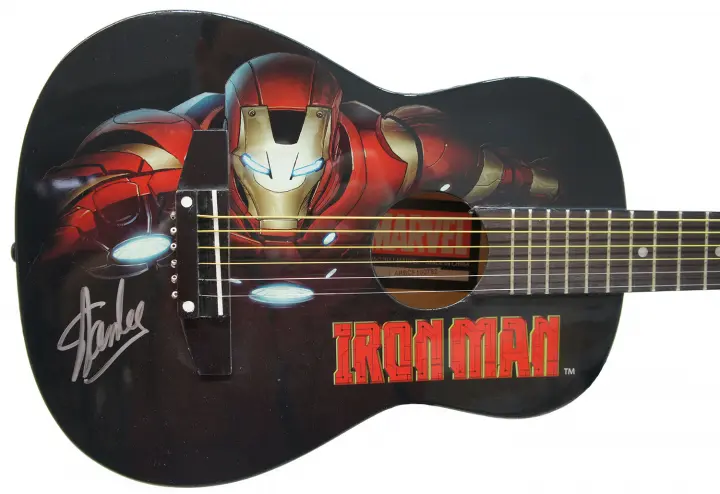 Peavey Marvel Avengers Iron Man Graphic 1/2 Size Acoustic Guitar Signed ...