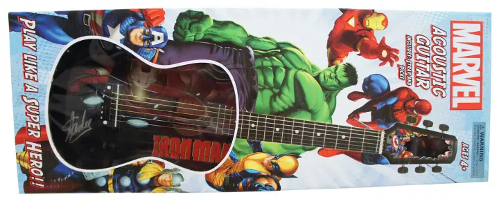 Peavey Marvel Avengers Iron Man Graphic 1/2 Size Acoustic Guitar Signed ...