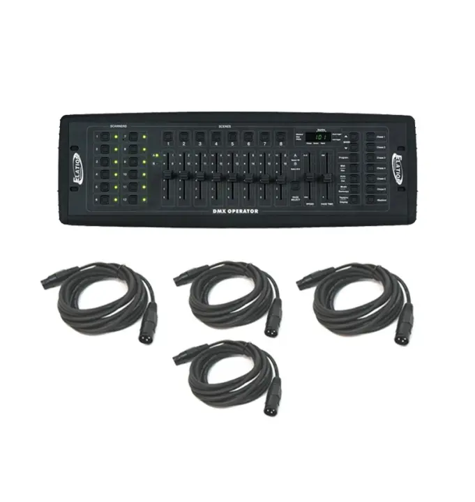 American DJ Lighting DMX Operator 192 Channel Light Fixture Controller with (4) DMX Cables ...