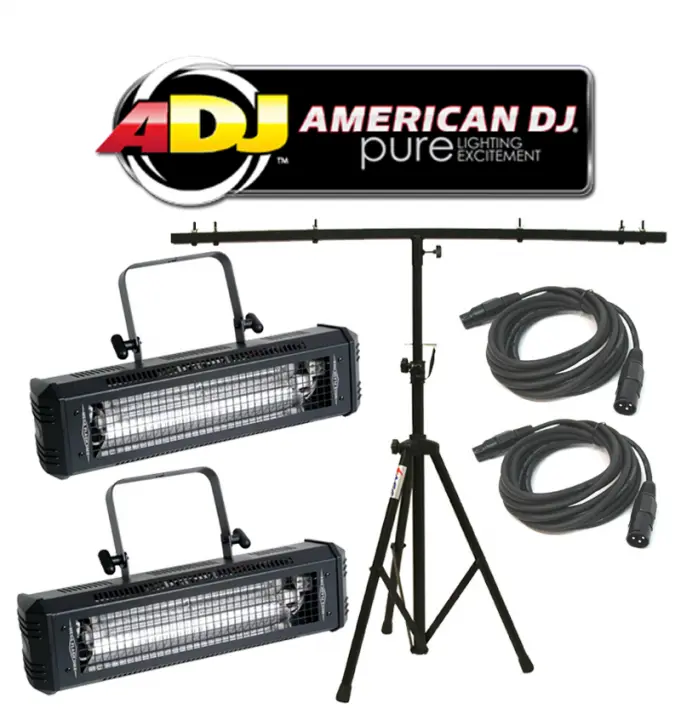 American DJ Lighting (2) Mega Flash DMX Party 800W Stobe Effect Light ...