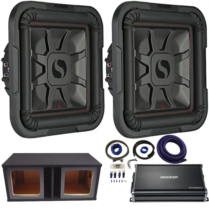 Kicker L7 10" 1000W Subwoofers 46L7T102 w/ Ported Sub Box & CXA1200 ...