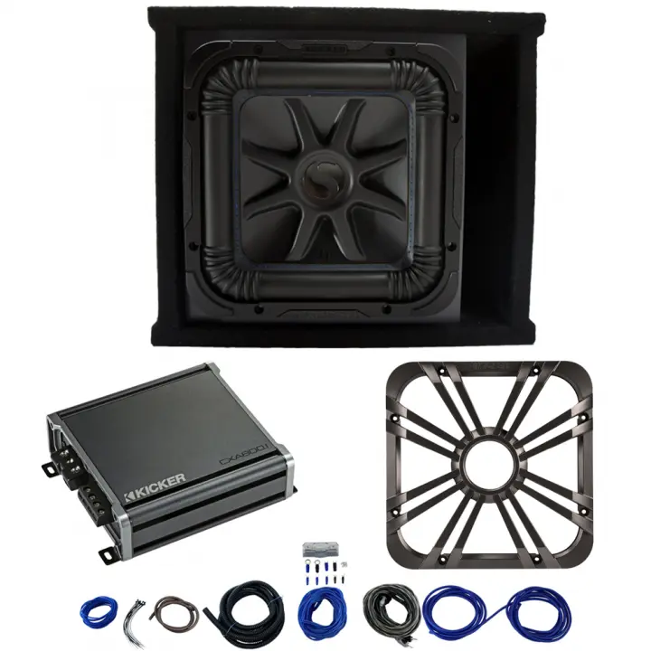 Kicker L7S12 Sub Ported Box with 46CXA8001 Amp, Charcoal LED Grill ...