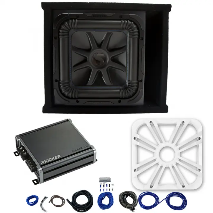 Kicker L7S12 Sub Ported Box with 46CXA8001 Amp, White LED Grill ...