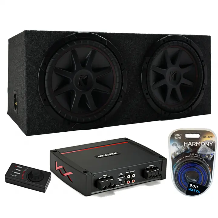 Kicker Dual 12" CVR 2 Ohm DVC Sealed Enclosure KXA800.1 Amp & Amp Kit