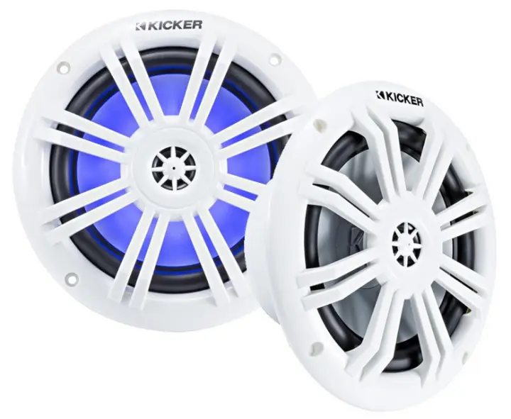 Kicker 45KM604WL Marine Audio Boat 6 1/2" Blue LED Light 150W Speakers Pair
