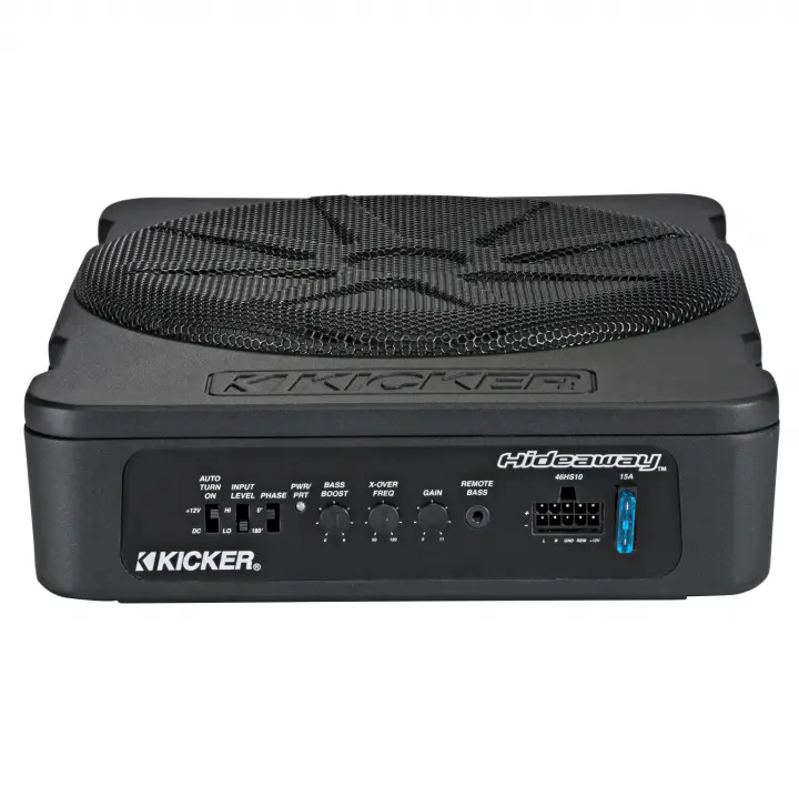 Kicker 46HS10 Car Audio Hideway Compact 10" Slim Powered 300W Sub Box ...
