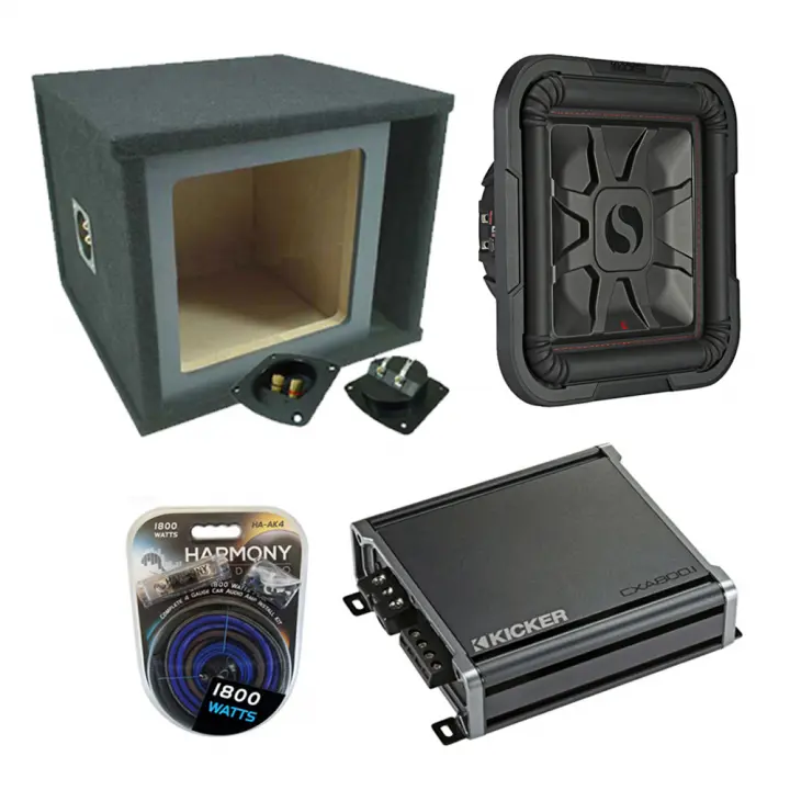 Kicker L7 12" 1200W Subwoofer 46L7T124 w/ Ported Sub Box & CXA800.1 ...