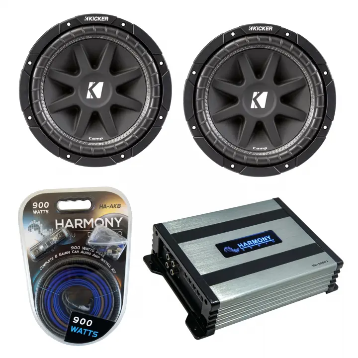 Kicker (2) 43C104 10" Comp C10 Series Sub 300W Peak Car Subwoofer ...