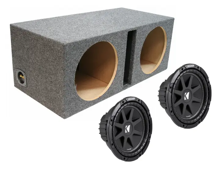 Kicker 43C104 150W RMS 4 Ohm Dual 10" Subwoofer and PV210 10" Sub Box ...