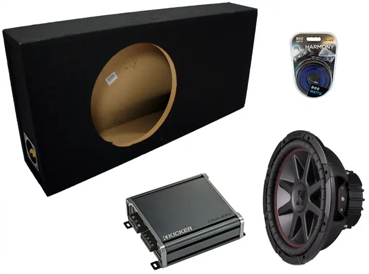 Kicker 43CVR122 12" CompVR CVR12 Series 400W RMS 2 Ohm DVC Sub, 46CXA4001 Car Audio Class D Mono ...