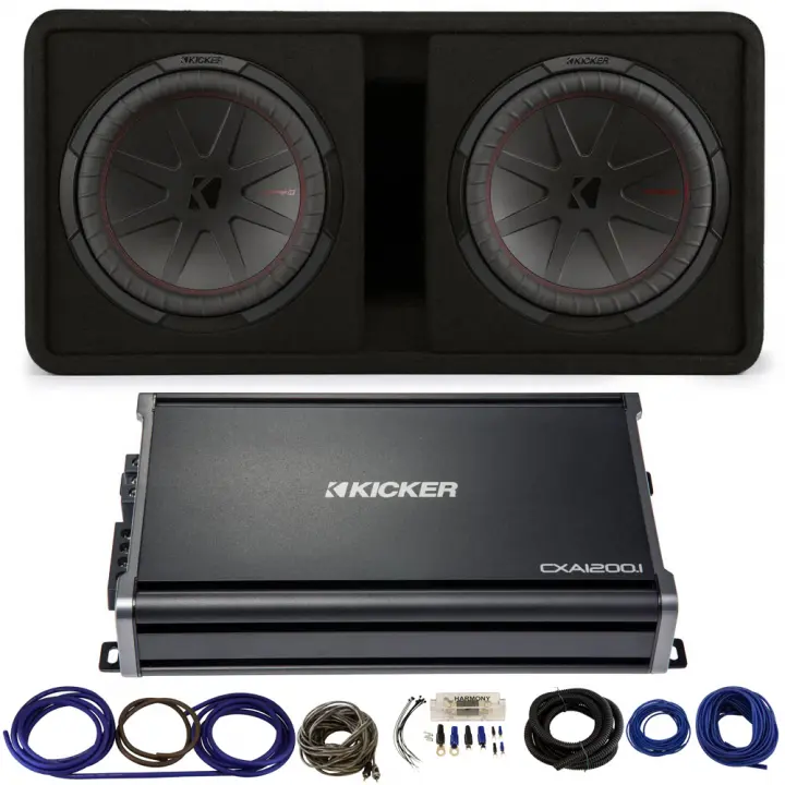 Kicker 48DCWR122 12" CompR Enclosure w/ 46CXA12001 Amp & Install Kit