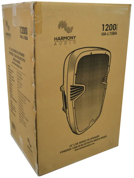 Harmony Audio HA-L15BA Pro DJ Live Series Bluetooth 15" Powered 1200W ...