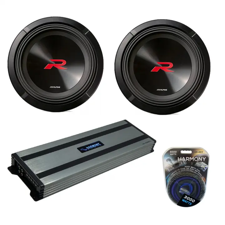 Alpine (2) R-W10D2 Car Audio Type R Series Sub 1500W Peak 10" Subwoofer ...