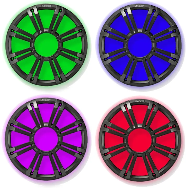 Kicker 45KMG12C Marine Boat 12" Subwoofer Charcoal Multi Color Light ...