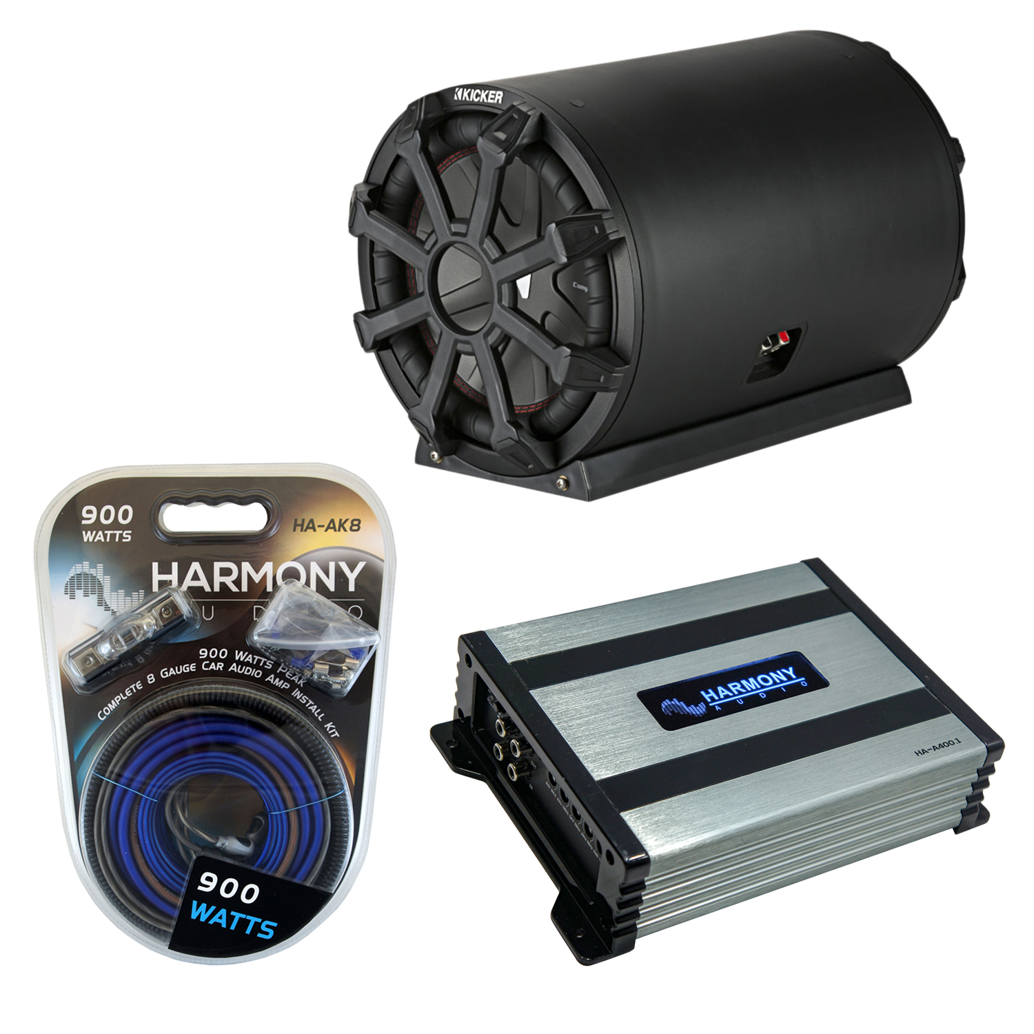 Kicker 46CWTB102 Car Audio 10" Bass Tube Sub Enclosure Subwoofer Box ...