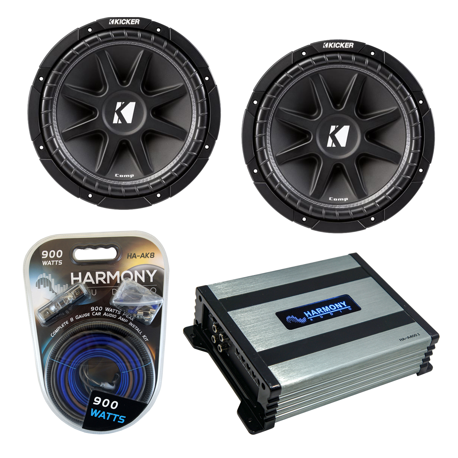 Kicker (2) 43C124 12" Comp C12 Series Sub 300W Peak Car Subwoofer ...