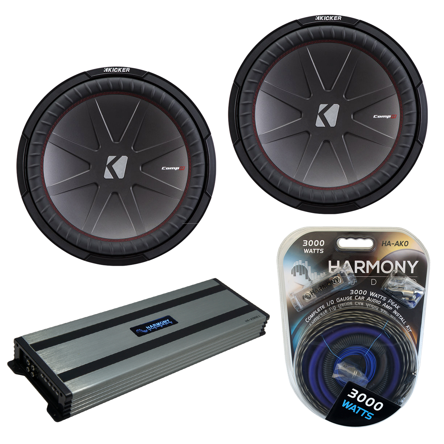 Kicker (2) 43CWR152 15" CompR CWR15 Series Sub 800W RMS Subwoofer ...