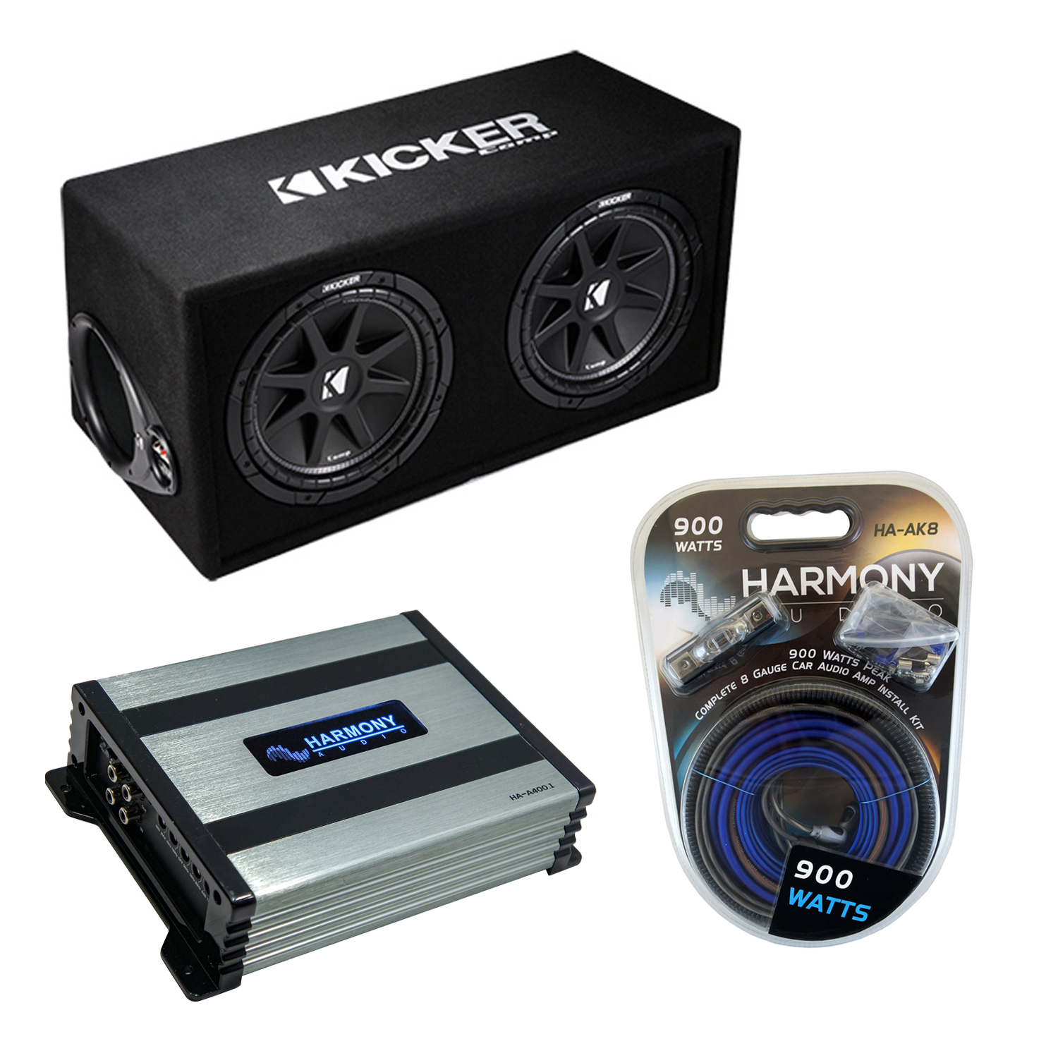 Kicker DC122 Loaded Dual 12 Ported Comp 600W Sub Box 43DC122 Bundle ...
