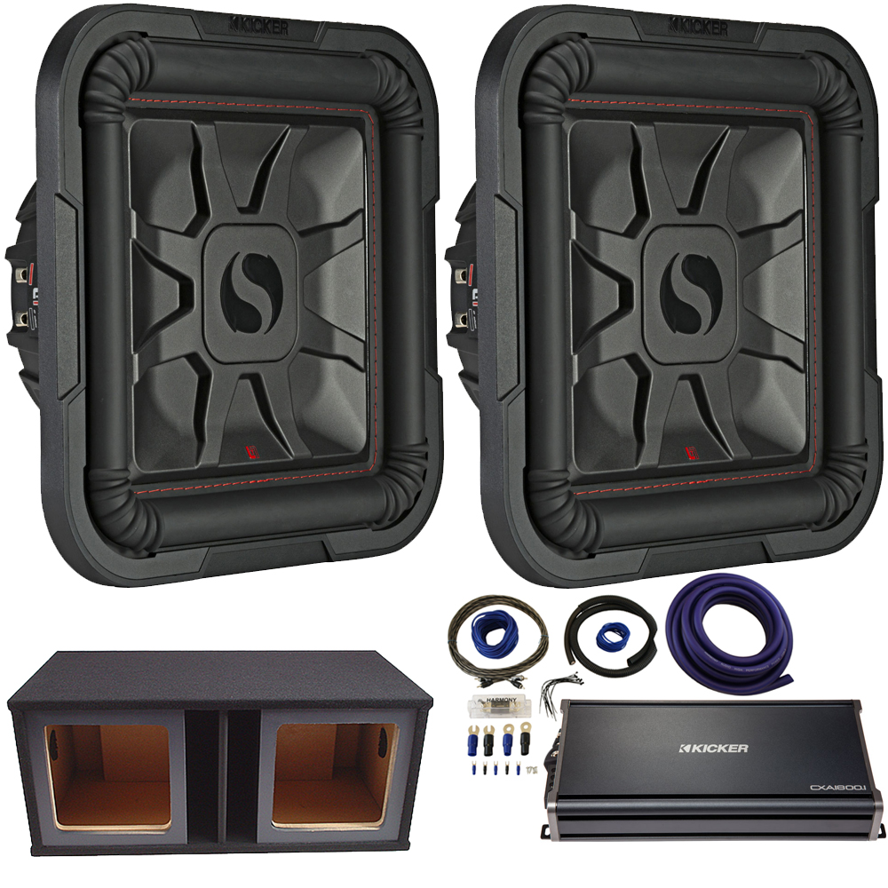 Kicker L7 12" 1200W Subwoofers 46L7T122 w/ Ported Sub Box & CXA1800 ...