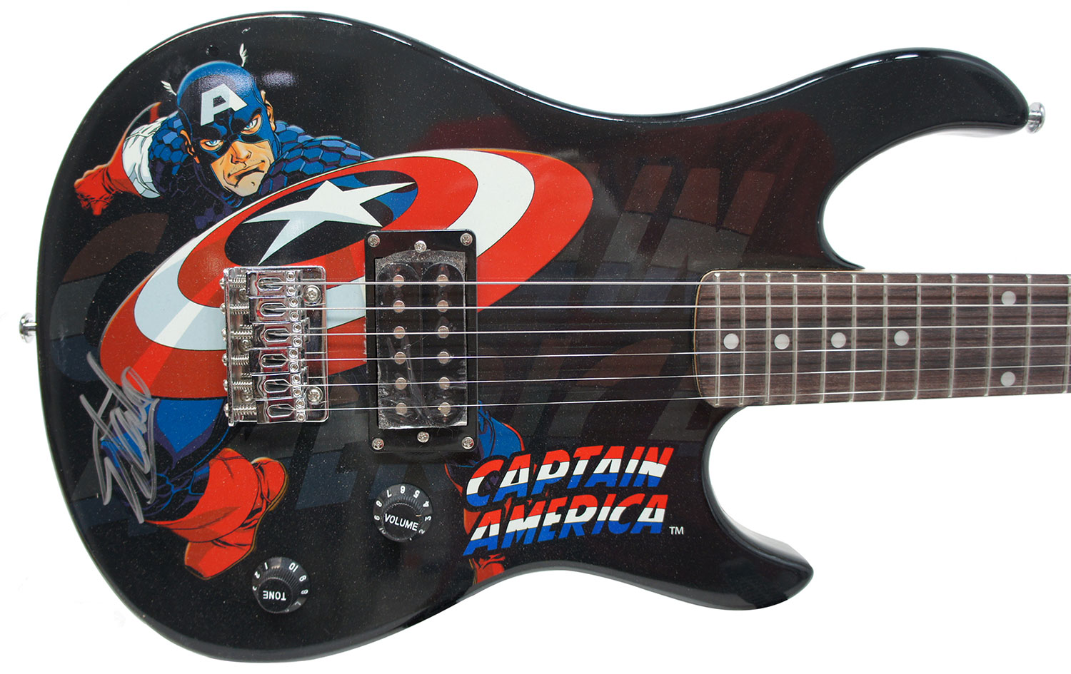 Stan Lee Signed Peavey Marvel Captain America 3/4 Electric Guitar ...