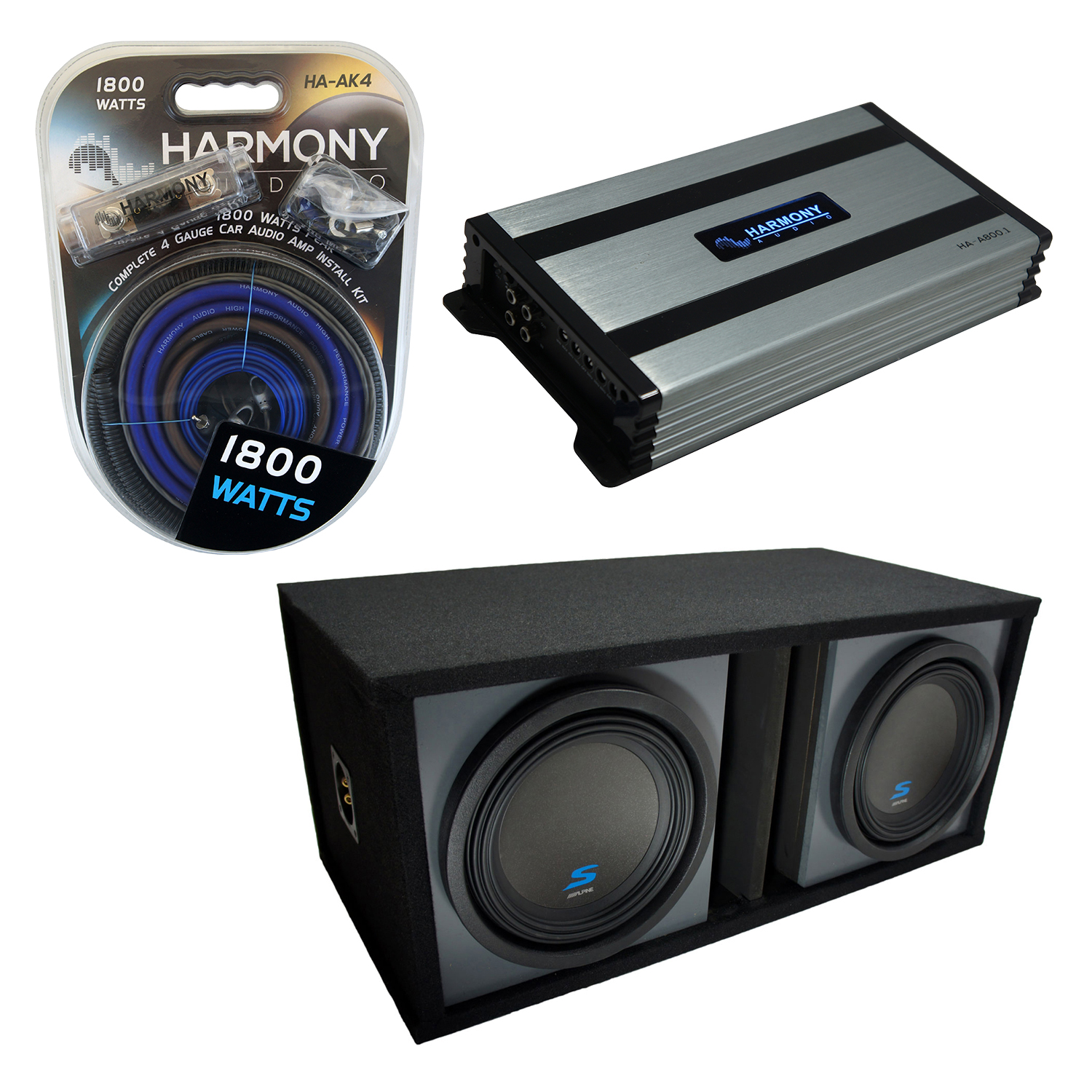 Universal Car Stereo Dual 10" Alpine Type S S-W10D2 Bundle with ...