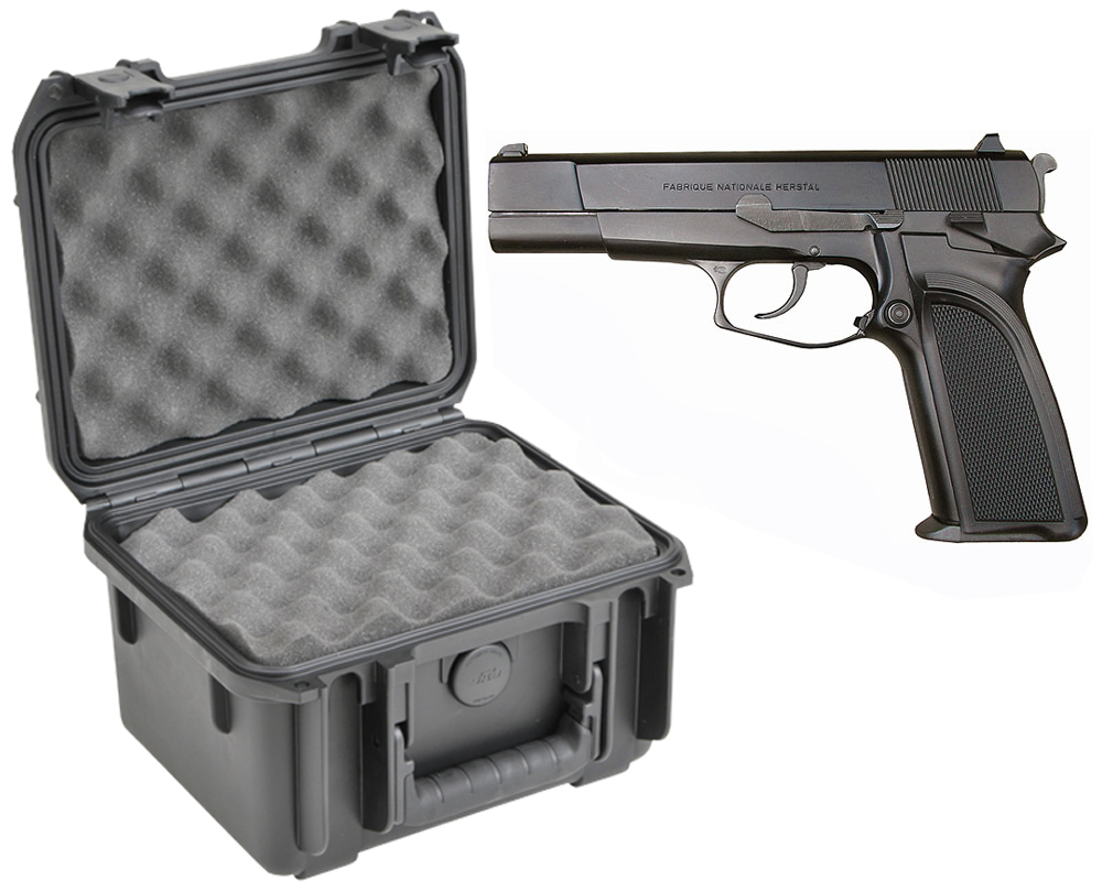 SKB 3I-0907-6B-L Waterproof Plastic Gun Case for FN HP-DA Semi-Auto 9mm ...