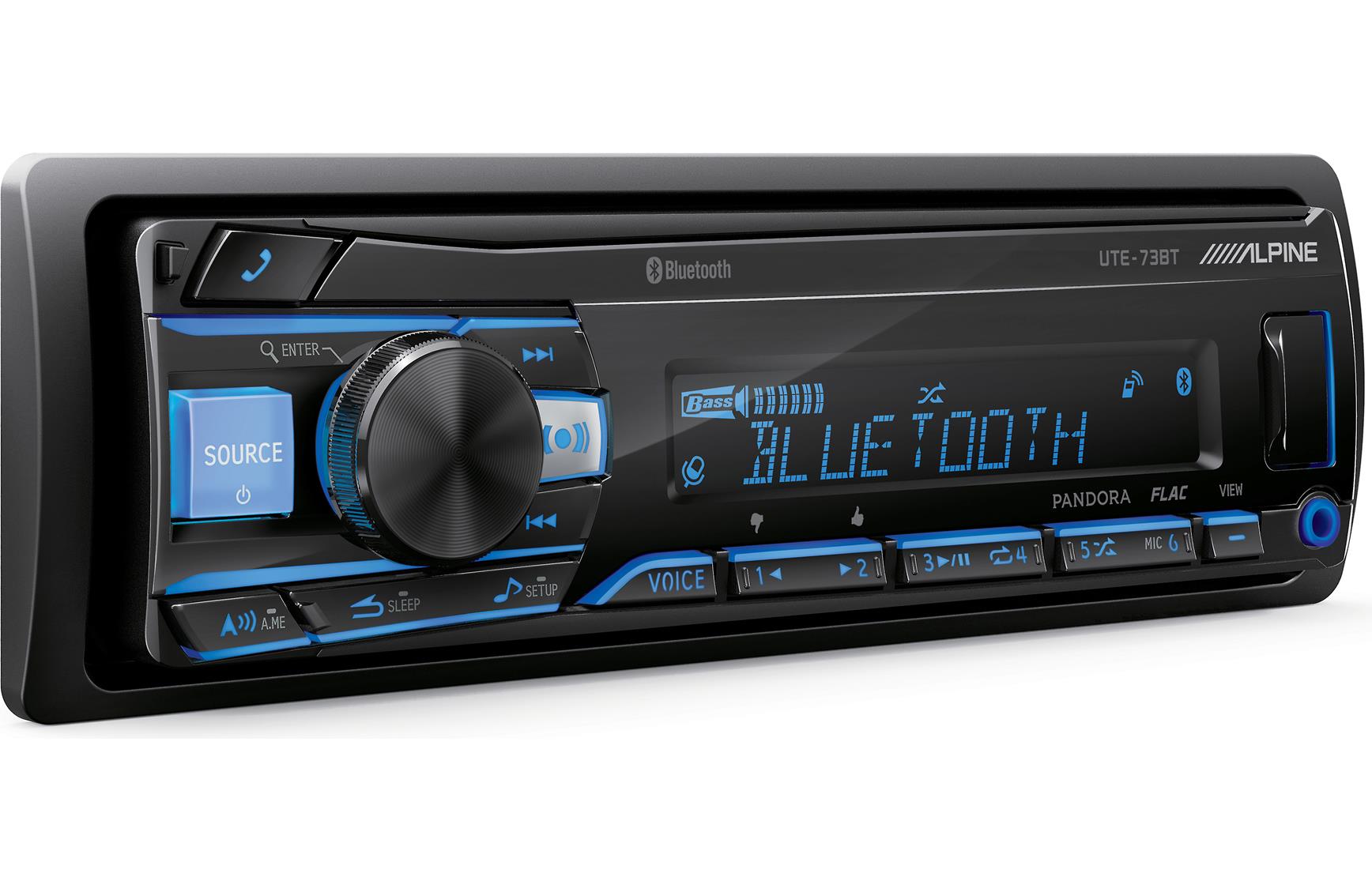 Alpine UTE-73BT Car Stereo Single DIN Digital Media USB AUX Radio Receiver New - ALP19-UTE-73BT