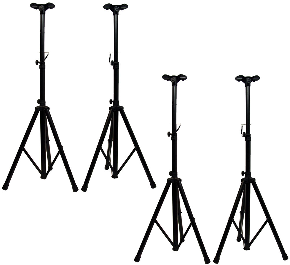 (4) Pro Audio DJ Heavy Duty Tripod Speaker Stands with Speaker Pole ...
