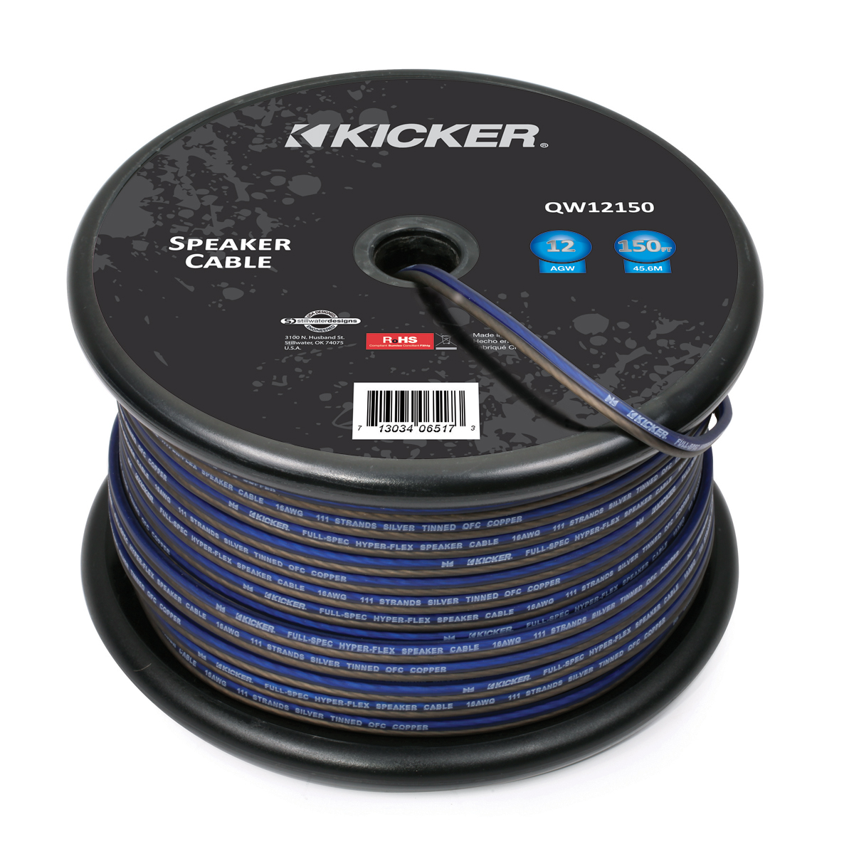 Kicker Car Audio QW12150 150 Ft 12 AWG Speaker Cable Wire Silver Tinned ...